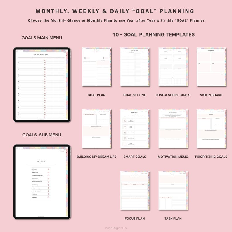 Digital SMART Goals, Goal Planner, Personal Growth, iPad Planner ...