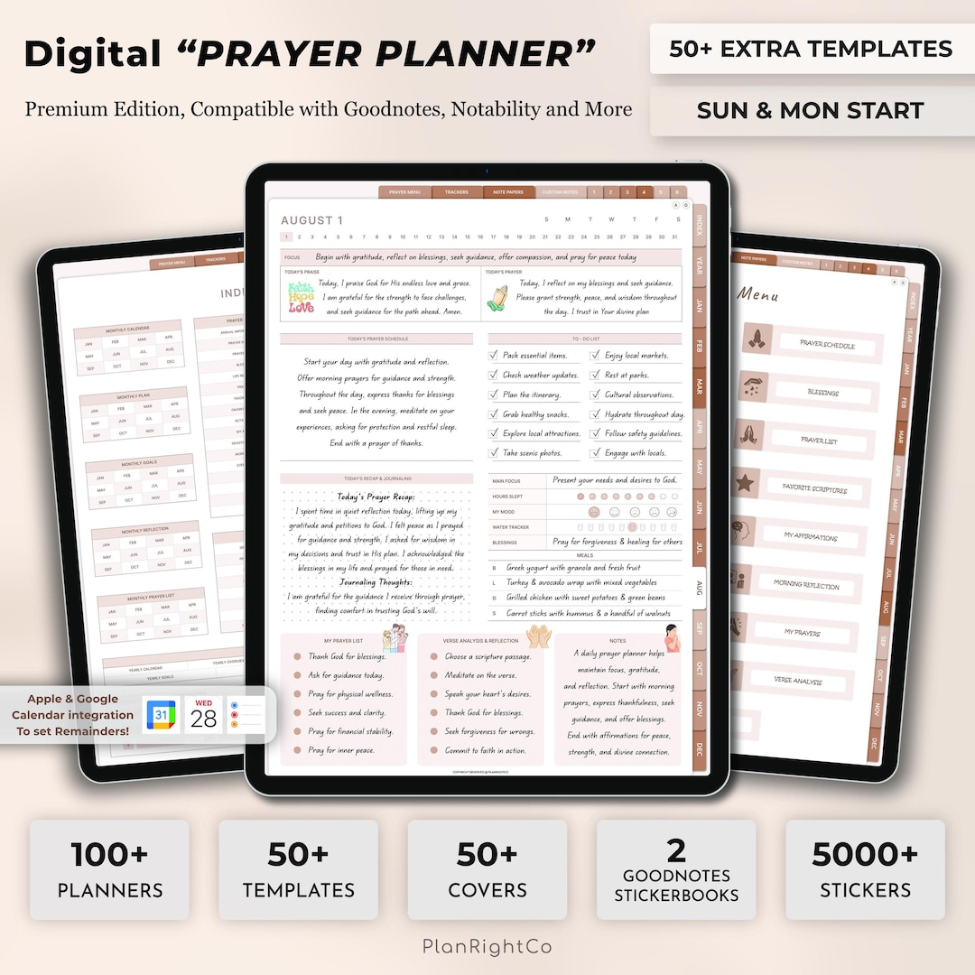 Digital Prayer Journal, Prayer Planner, Gratitude Journal, Daily Prayer ...