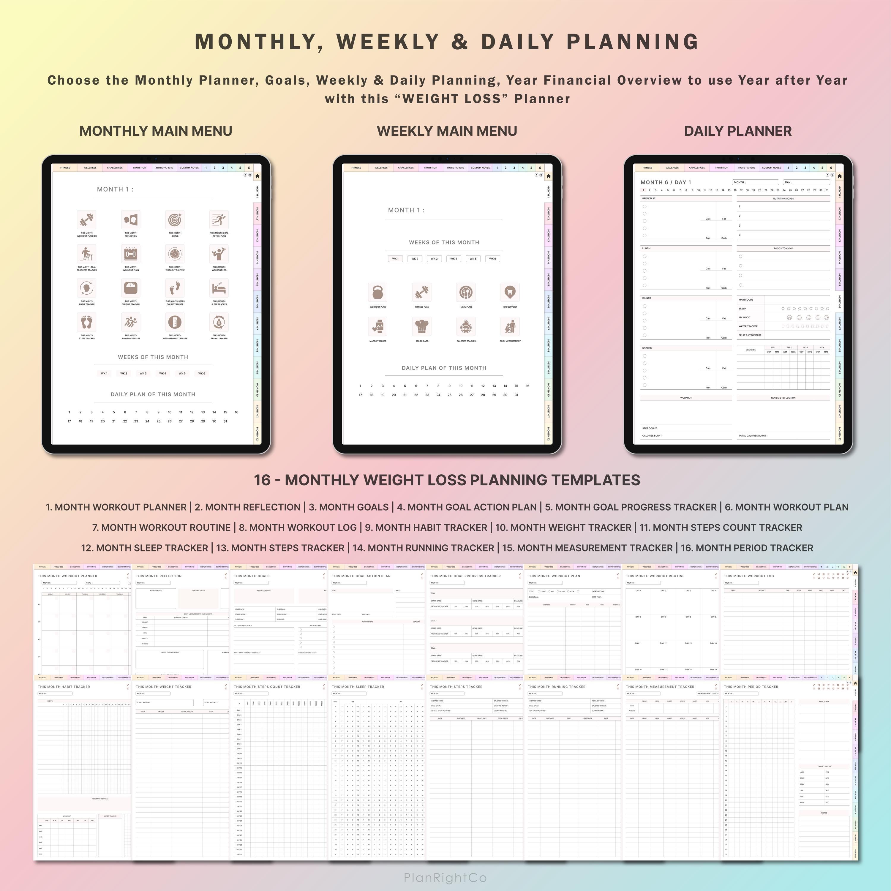 Digital Weight Loss Journal, Weight Track, Digital Planner, iPad ...