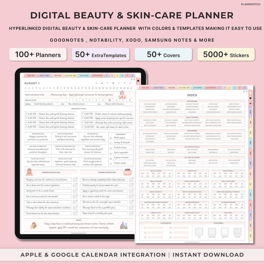 Digital Beauty Planner for Goodnotes, Notability, Hyperlinked Planner ...