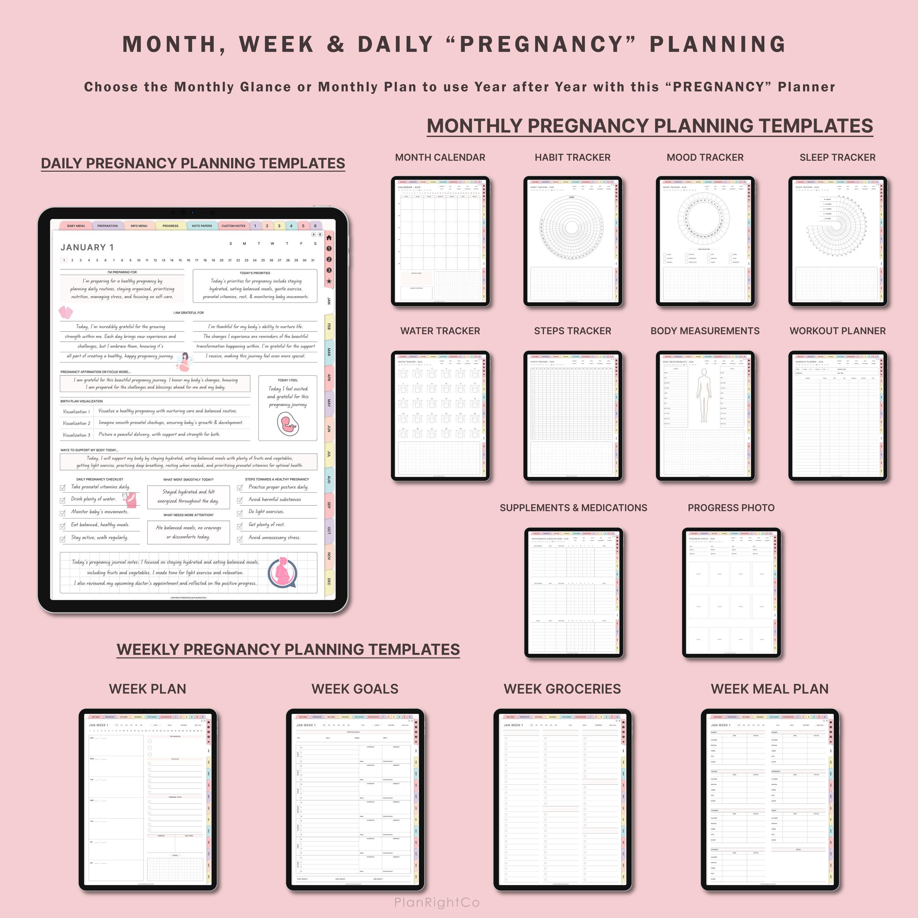 Digital Pregnancy Journal, Pregnancy Planner, Hyperlinked Pregnancy ...