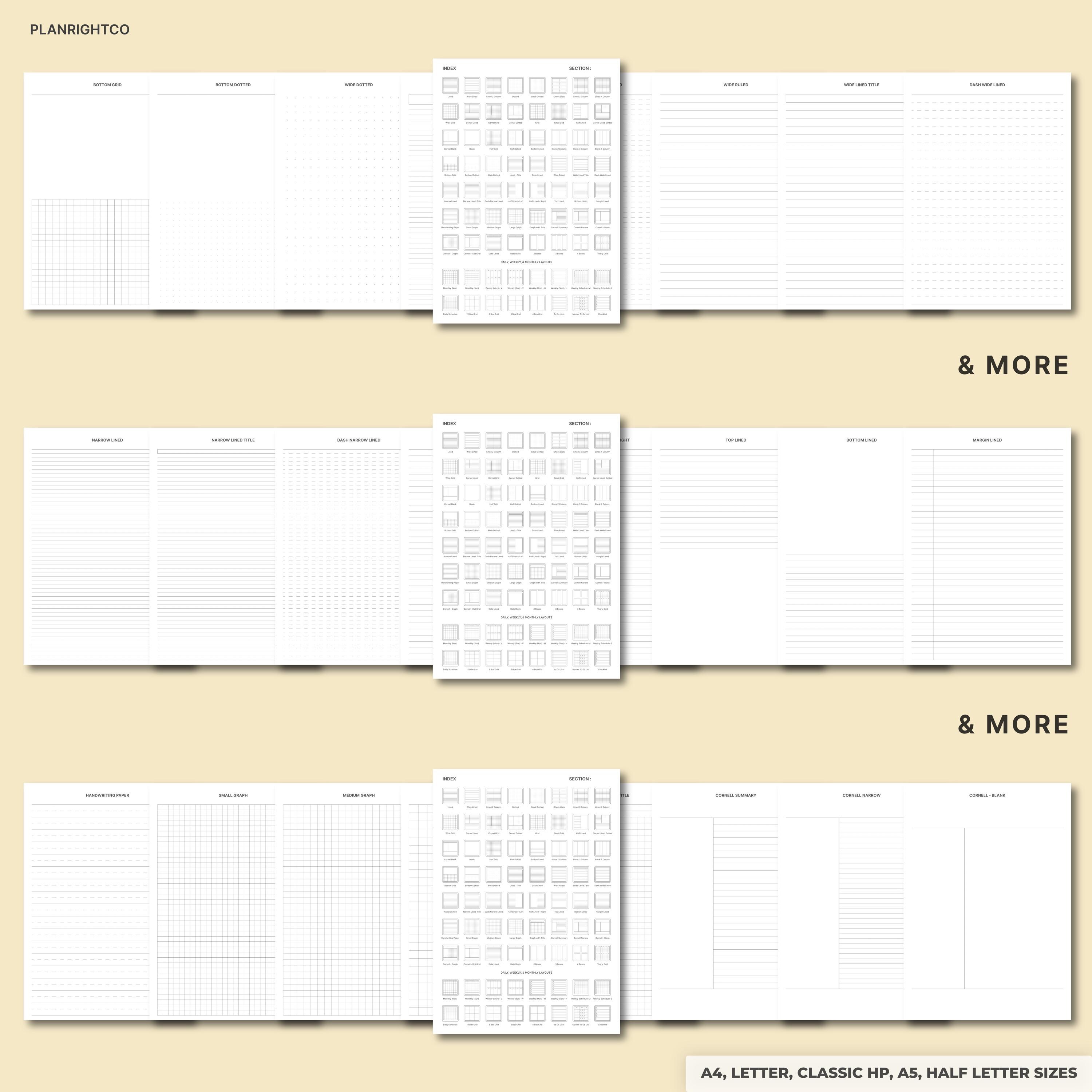 Ultimate Printable Paper Bundle | Lined Dot Grid Graph Notebook Pages ...