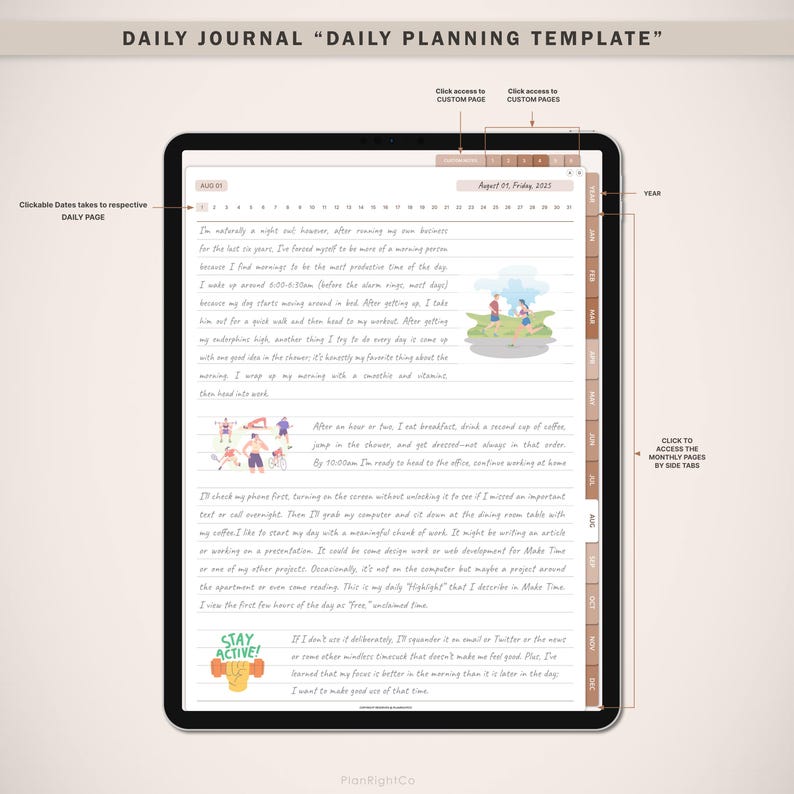 Digital Daily Journal, Goodnotes Notebook, Hyperlinked Digital Planner ...