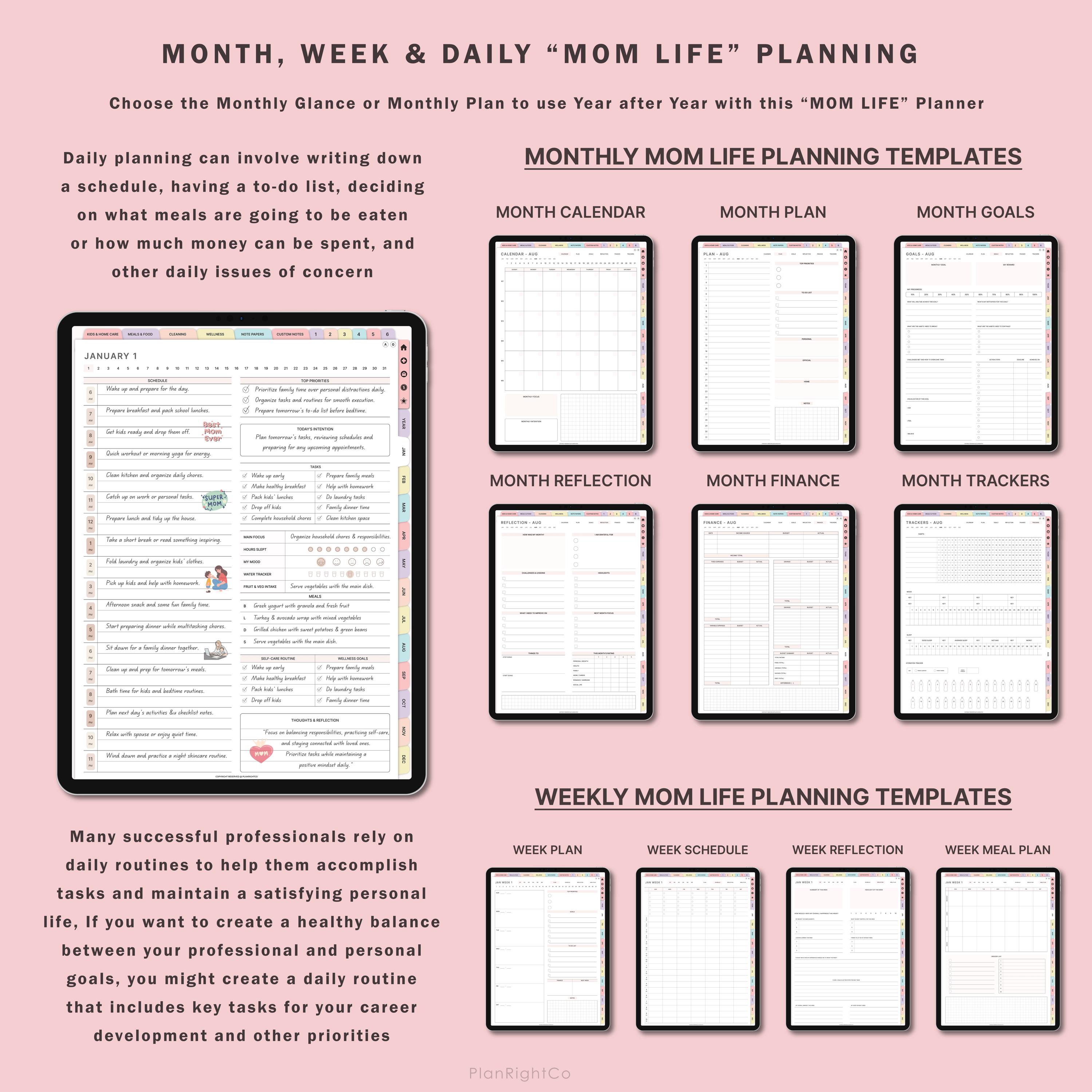 Digital Mom Planner, Mom Life Planner, Busy Mom, Digital Life Planner ...