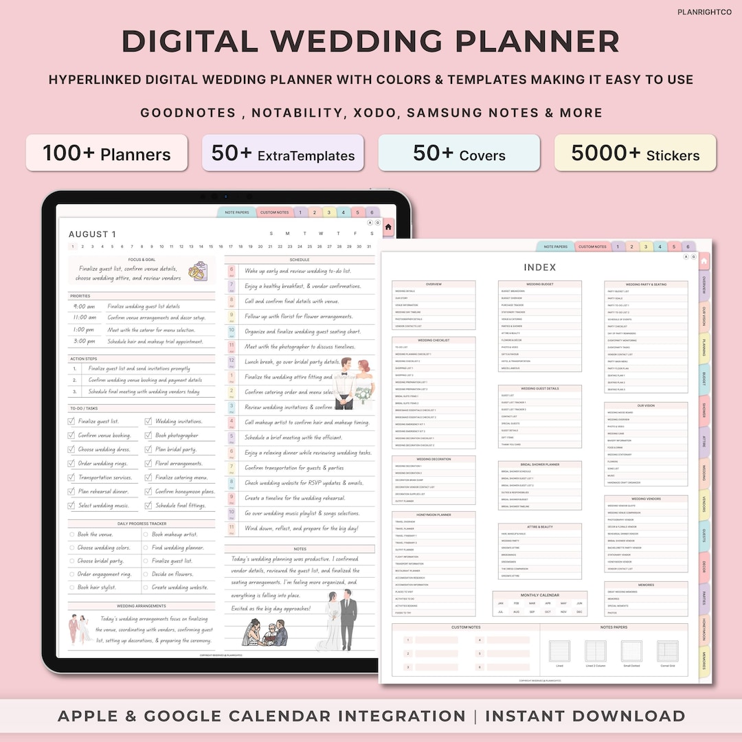 Digital Wedding Template, Digital Wedding Planner, Checklist, Itinerary ...