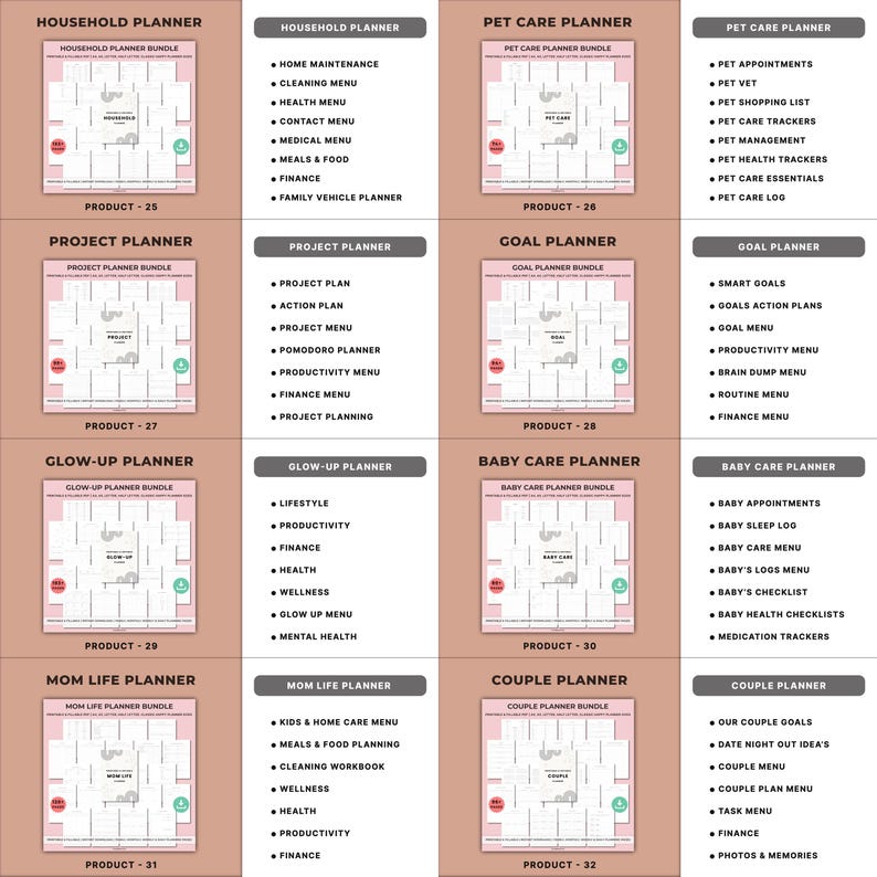 Ultimate Printable Planner Whole Shop Bundle | Daily Weekly Monthly ...