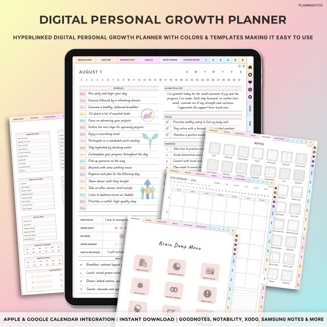 Digital Self-development Planner, Personal Growth Planner, Productivity ...