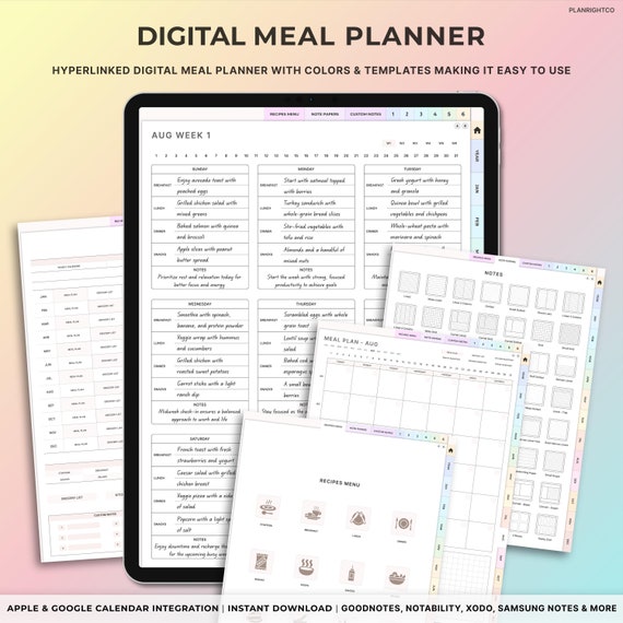 Meal Planner Calendar Digital