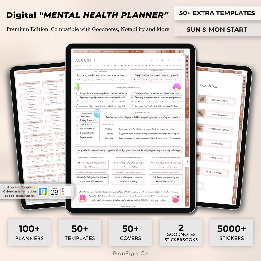 Digital Mental Health Journal, Mental Health Bundle, Therapy Worksheet ...