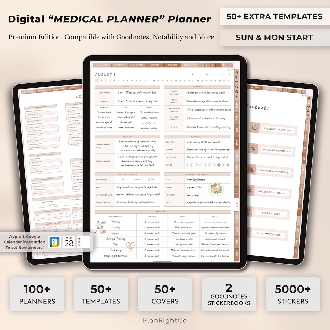 Digital Medical Planner, Medical Planning, iPad Goodnotes Planner ...