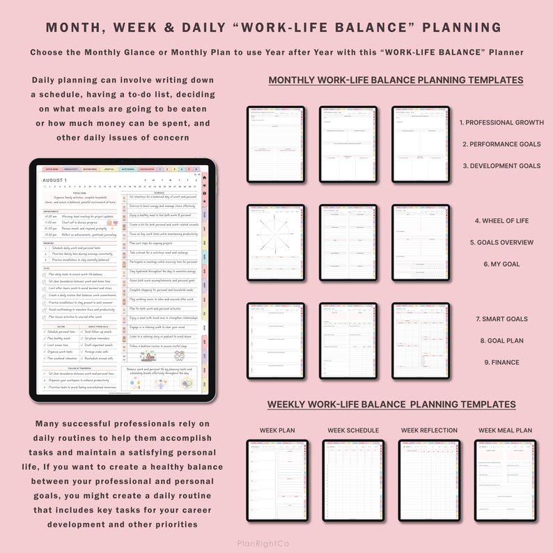 Digital Work-life Balance Planner, Work Planner, Office Task Planner ...