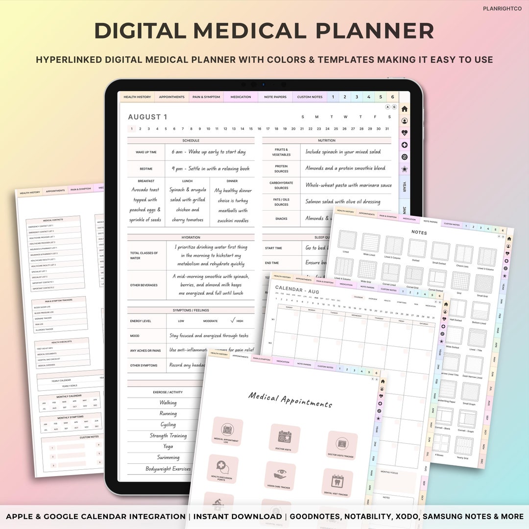 Digital Medical Planner, Medical Log, Medical Planning, iPad Goodnotes ...