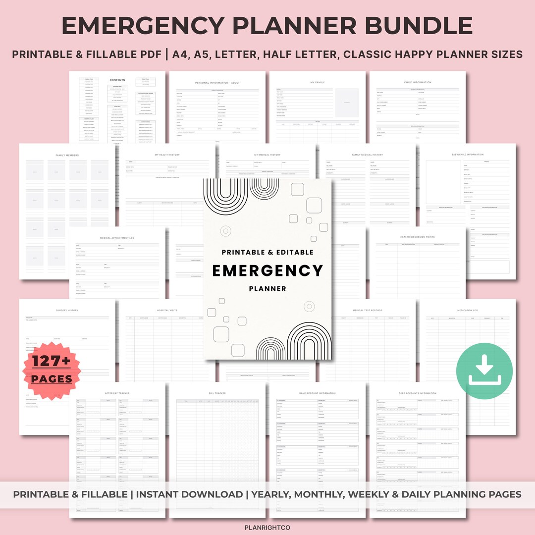 Emergency Planner Printable Binder | End of Life Organizer, What If ...