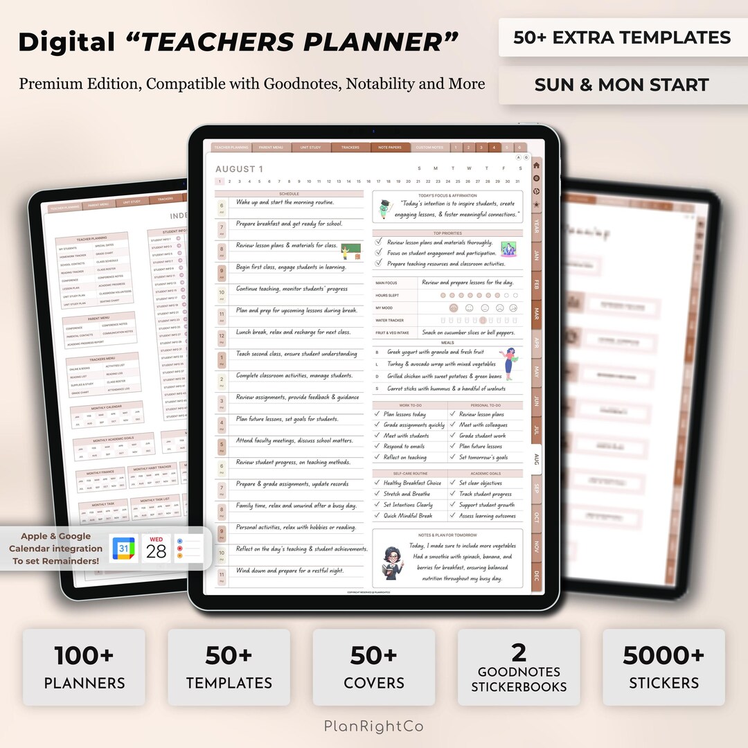 Digital Teacher Planner, Academic Planner, Lesson Planner, Back to ...