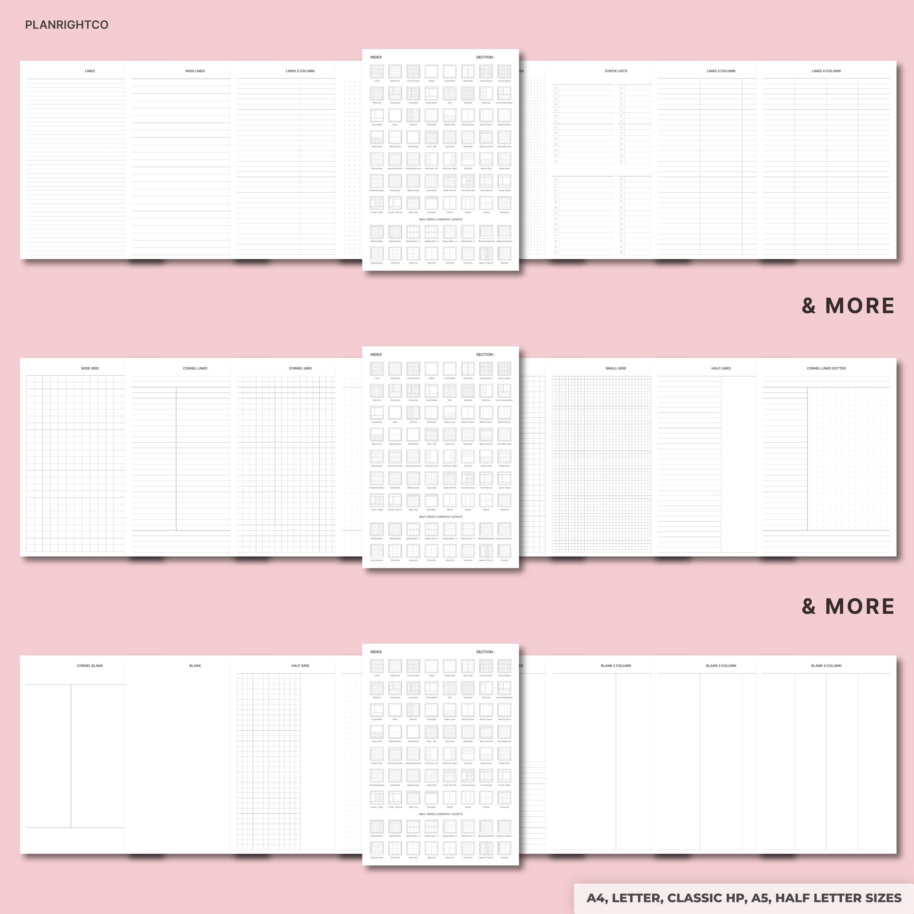 Printable Notebook Paper Bundle | Lined, Grid, Dot Grid, Graph & Ruled ...