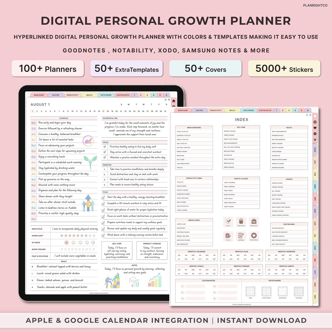 Digital Self-development Planner, Personal Growth Planner, Productivity ...