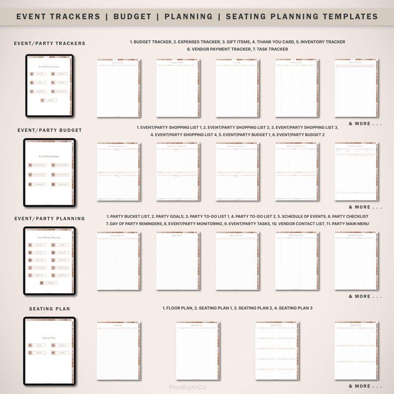 Digital Event Planner, Event Planning Template, Digital Event Planning ...