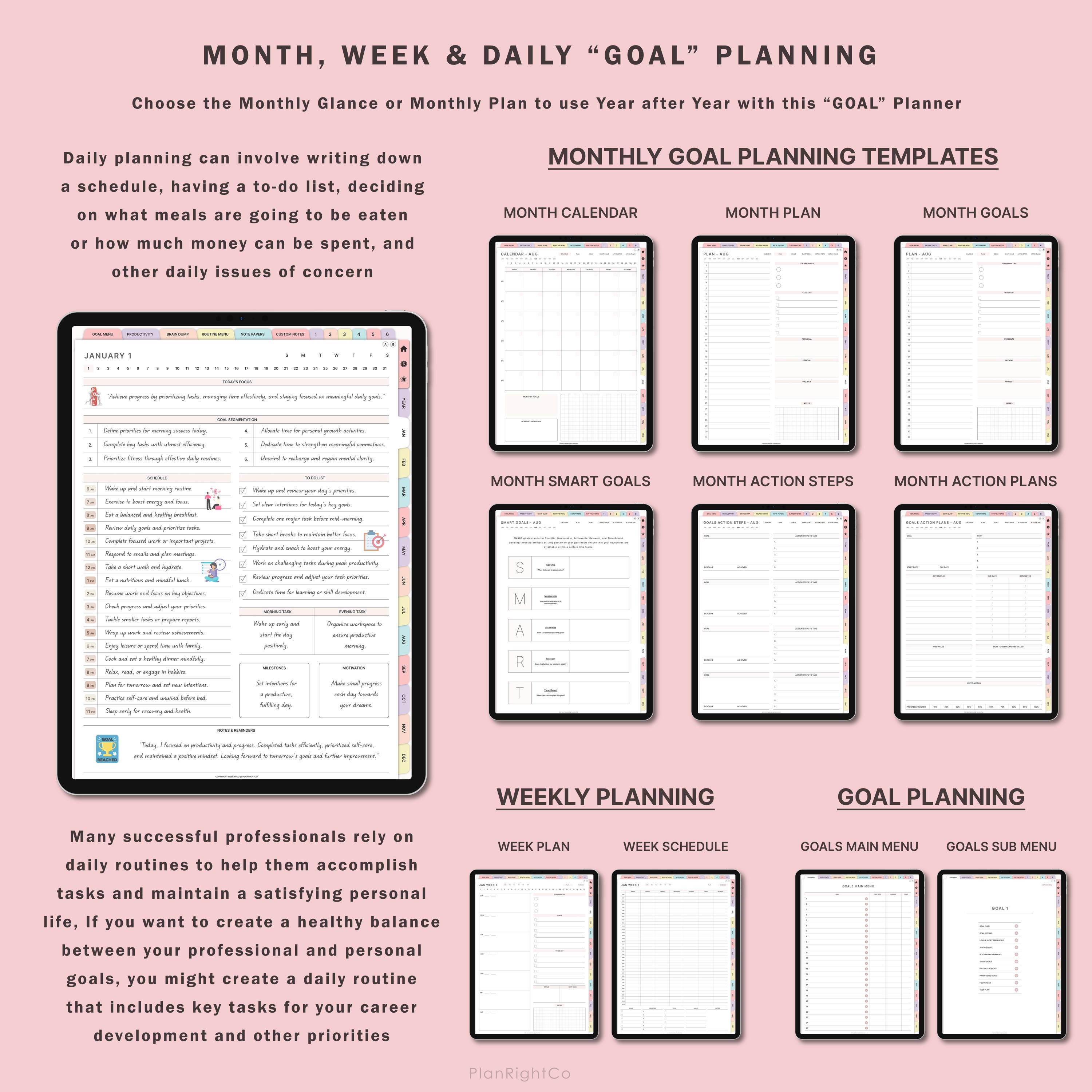 Digital SMART Goals, Goal Planner, Personal Growth, iPad Planner ...