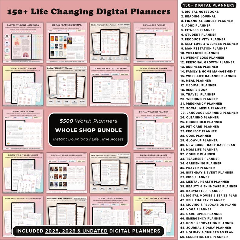 Ultimate Digital Planner Bundle, Goodnotes iPad Templates, Notability ...
