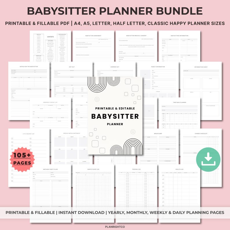 Babysitter Planner Printable, Nanny Binder & Childcare Guide ...