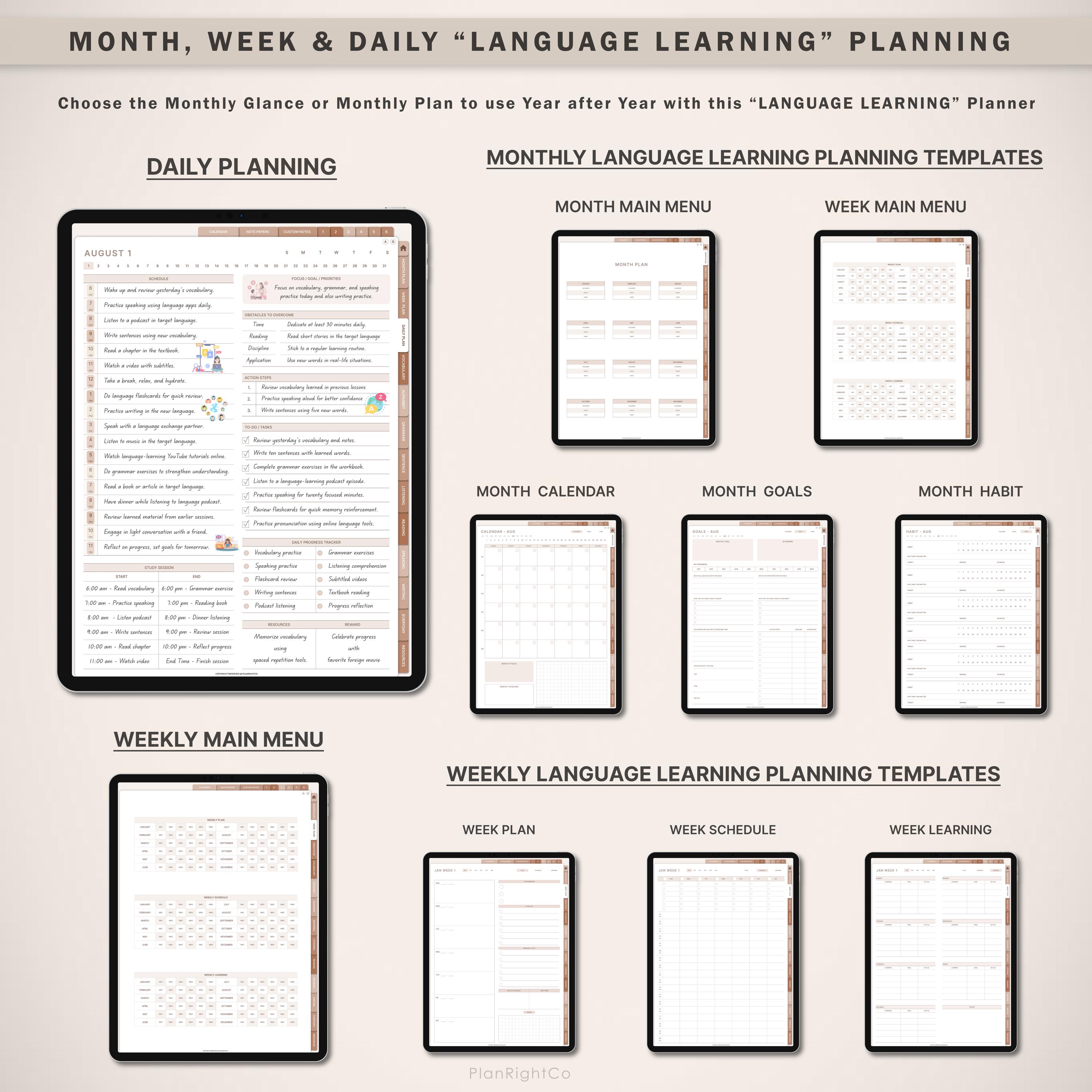 Digital Language Learning Planner, iPad Language Planner, Vocabulary ...