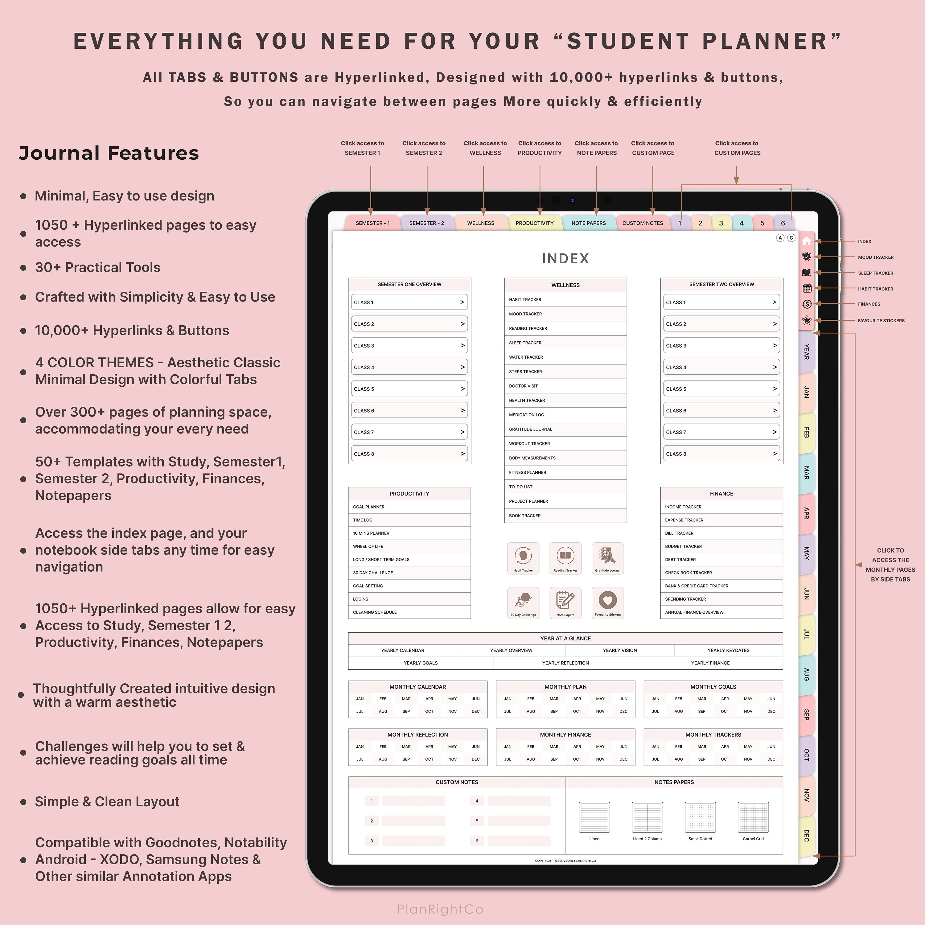 Student Planner Ipad, Digital Student Planner, Academic Planner, Study ...