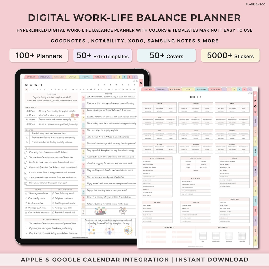Digital Work-life Balance Planner, Work Planner, Office Task Planner ...