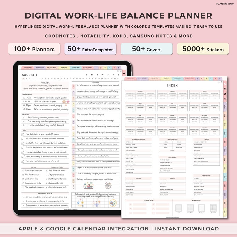 Digital Work-life Balance Planner, Work Planner, Office Task Planner ...