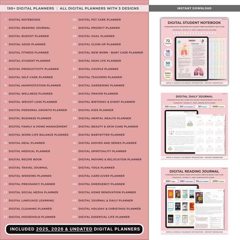 Ultimate Digital Planner Bundle, Goodnotes iPad Templates, Notability ...