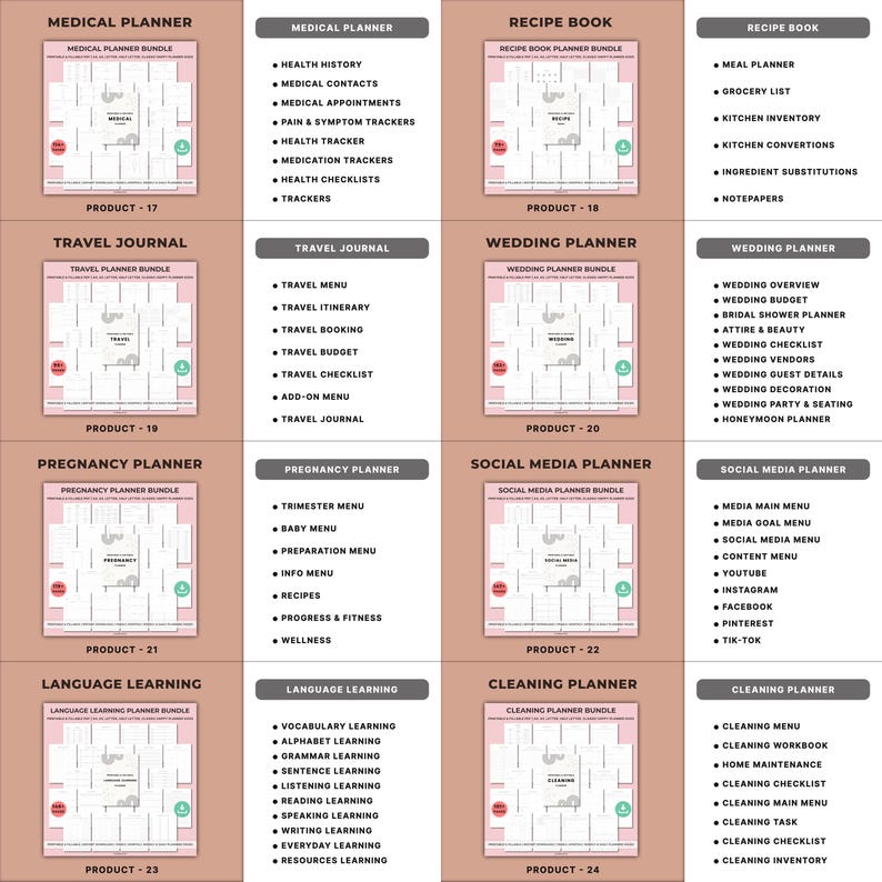 Ultimate Printable Planner Whole Shop Bundle | Daily Weekly Monthly ...