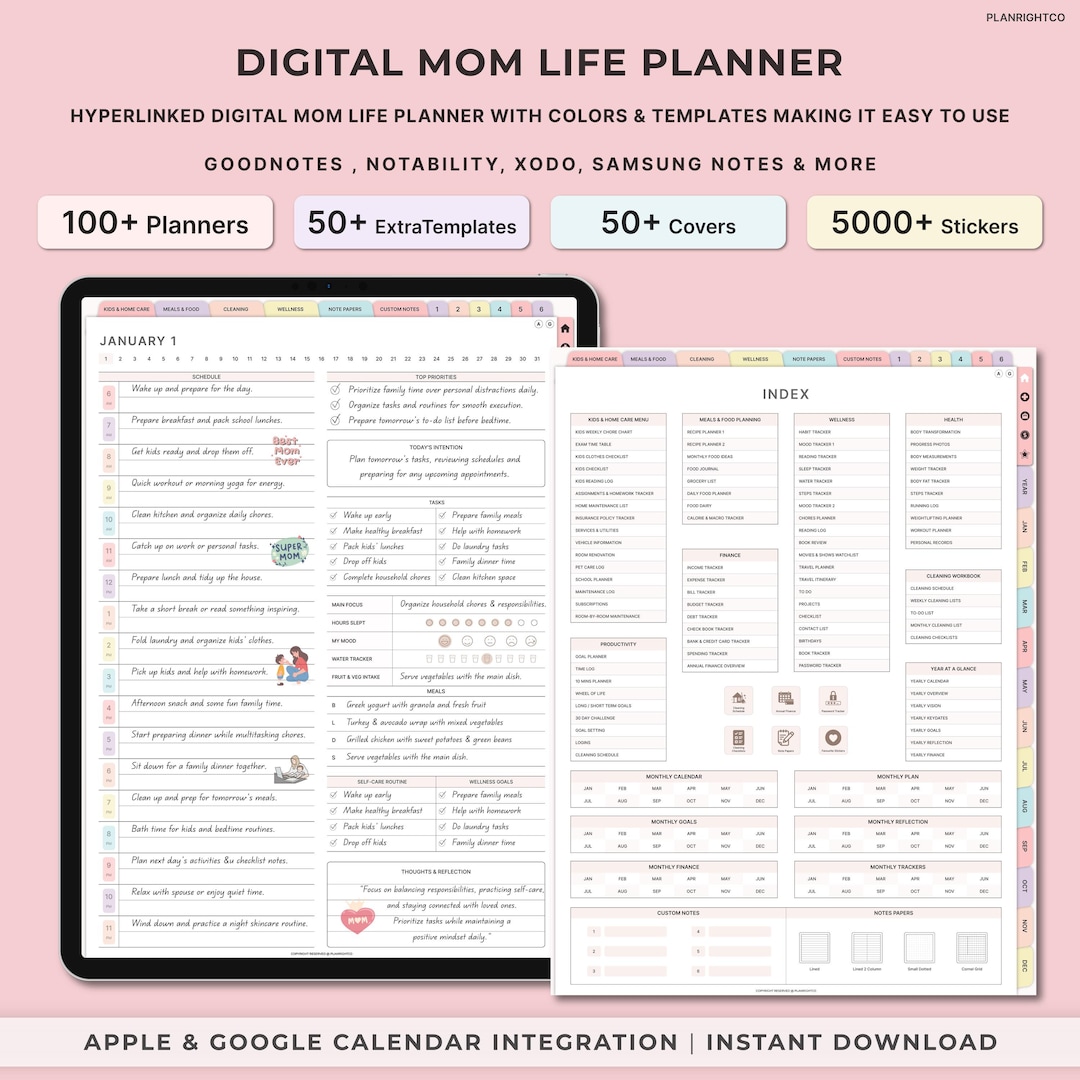 Digital Mom Planner, Mom Life Planner, Busy Mom, Digital Life Planner ...