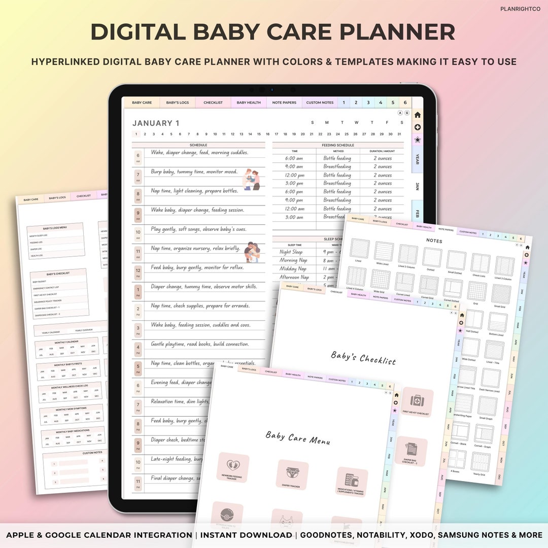 Daily Baby Log, Digital Newborn Planner, Baby Organizer, Digital Baby ...