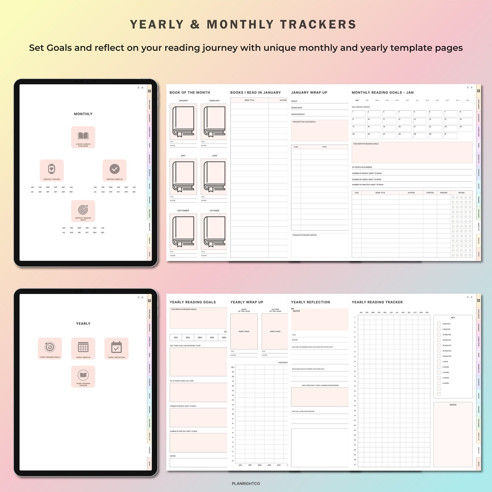 Digital Reading Planner for Goodnotes, Digital Reading Journal, Reading ...