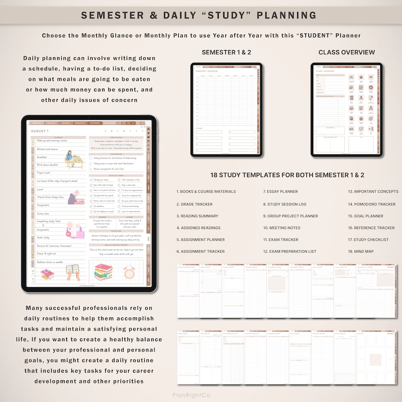 Digital Student Planner, Academic Planner, Study Planner, Digital ...