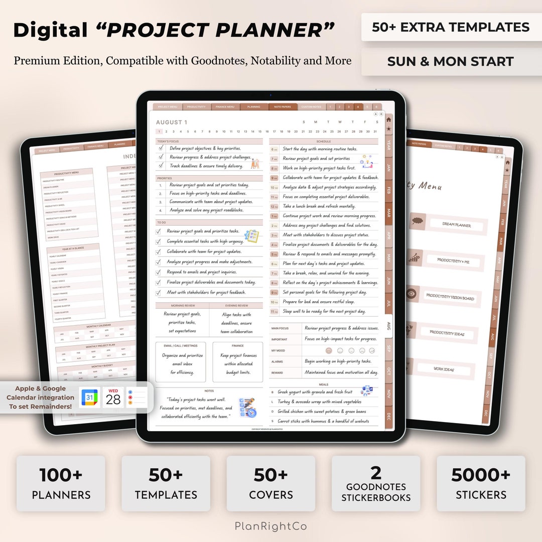 Digital Project Planner, Productivity Planner, Goodnotes Ipad, Project ...