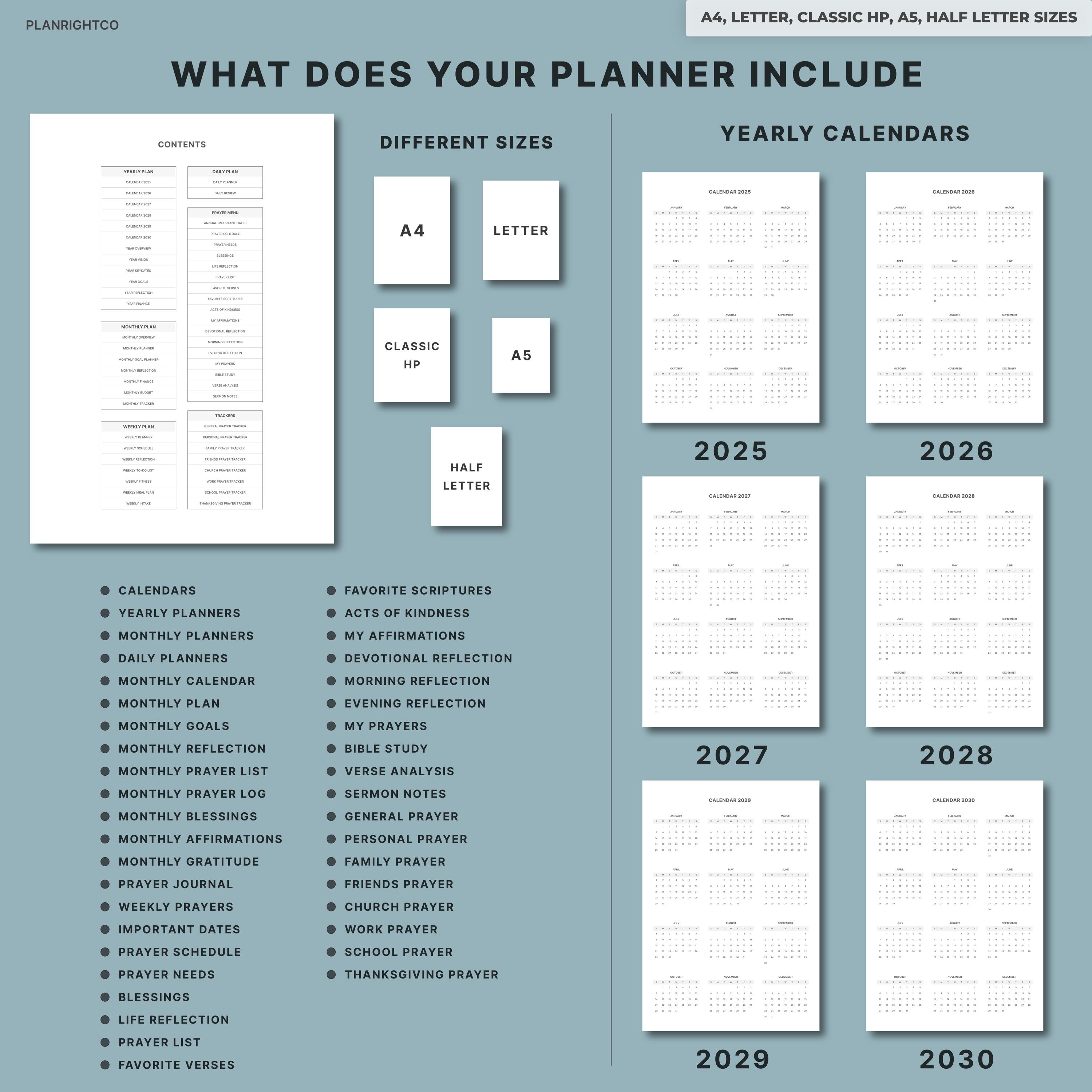Prayer Planner Printable | Bible Study Guide Gratitude Journal | Daily ...