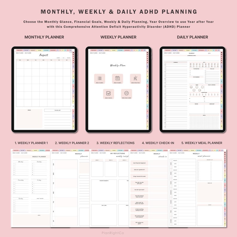 ADHD Digital Planner, Goodnotes Planner, Undated Digital Planner, ADHD ...