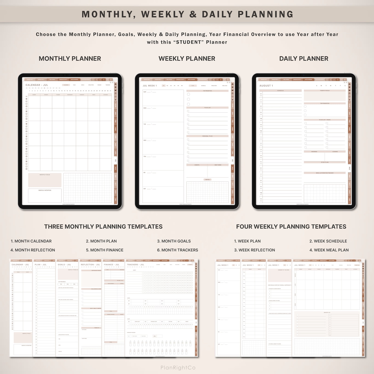 Digital Student Planner, Academic Planner, Study Planner, Digital ...