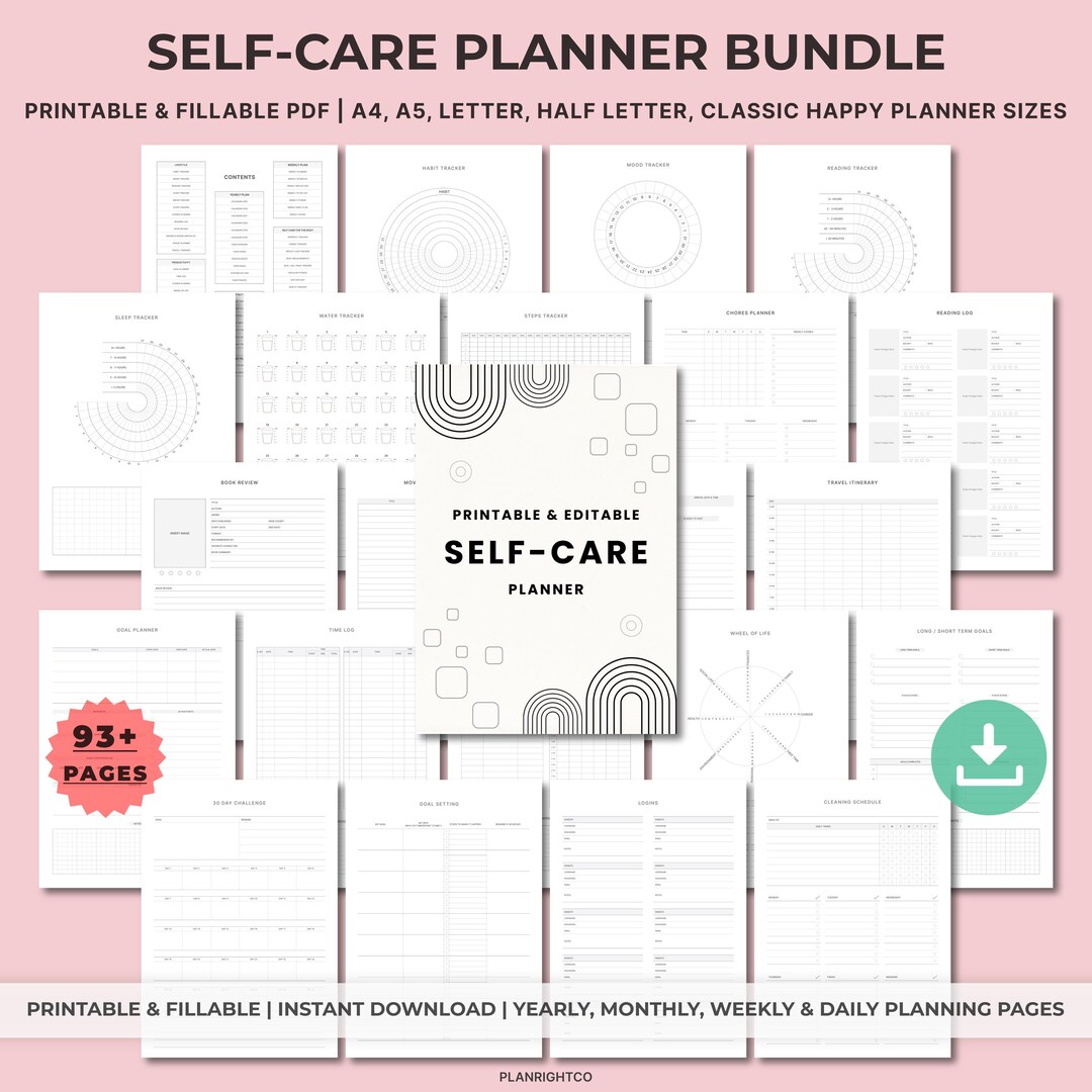 Printable Self-care Planner | Self-love & Wellness Journal | Mood ...
