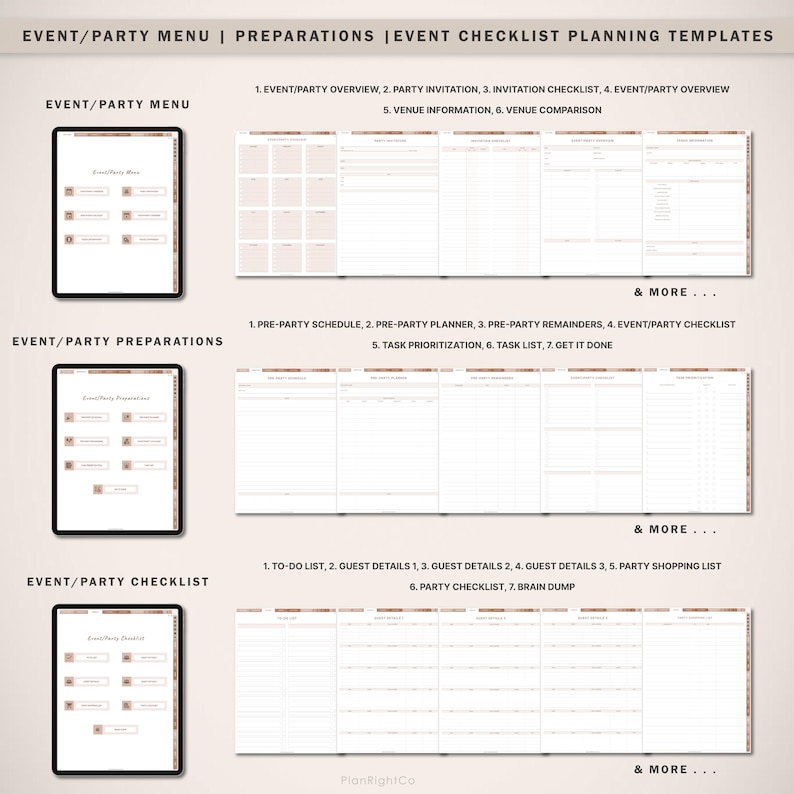 Digital Event Planner, Event Planning Template, Digital Event Planning ...