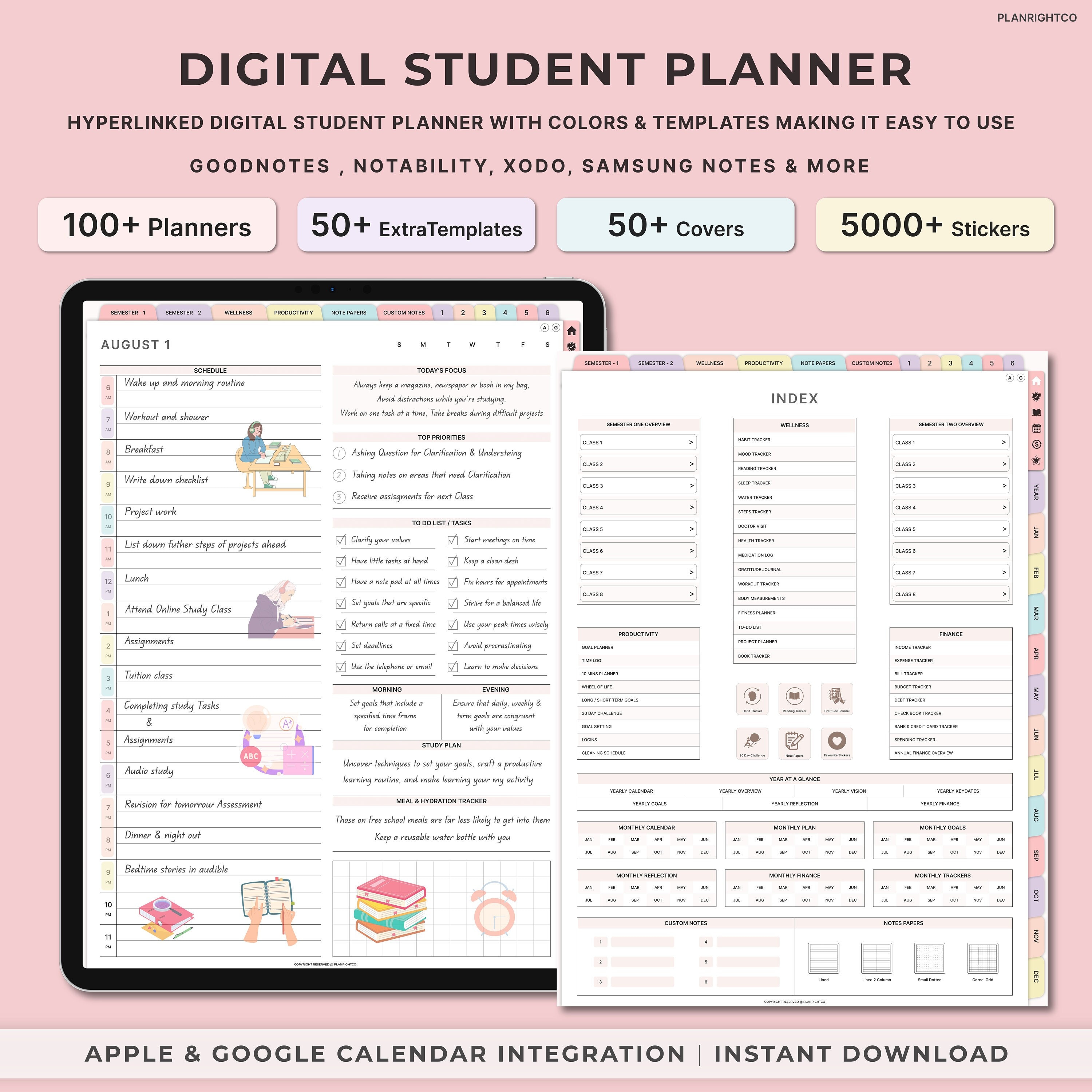 Student Planner Ipad, Digital Student Planner, Academic Planner, Study ...