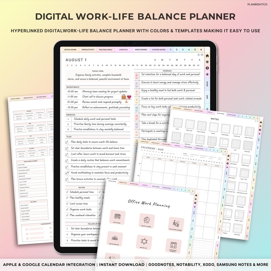 Digital Work-life Balance Planner, Personal & Work, Office Task Planner ...