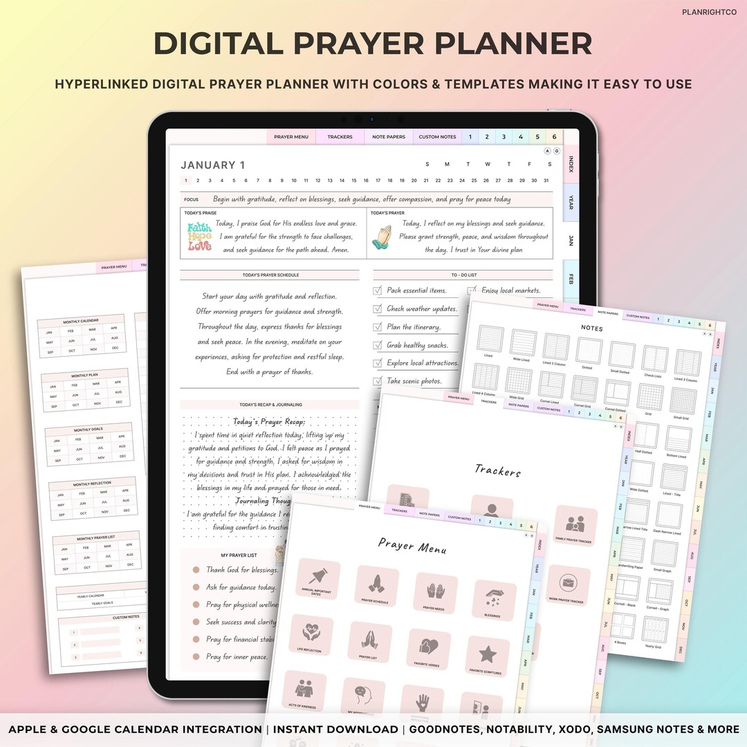 Digital Faith Planner, Prayer Planner, Gratitude Journal, Daily Prayer ...