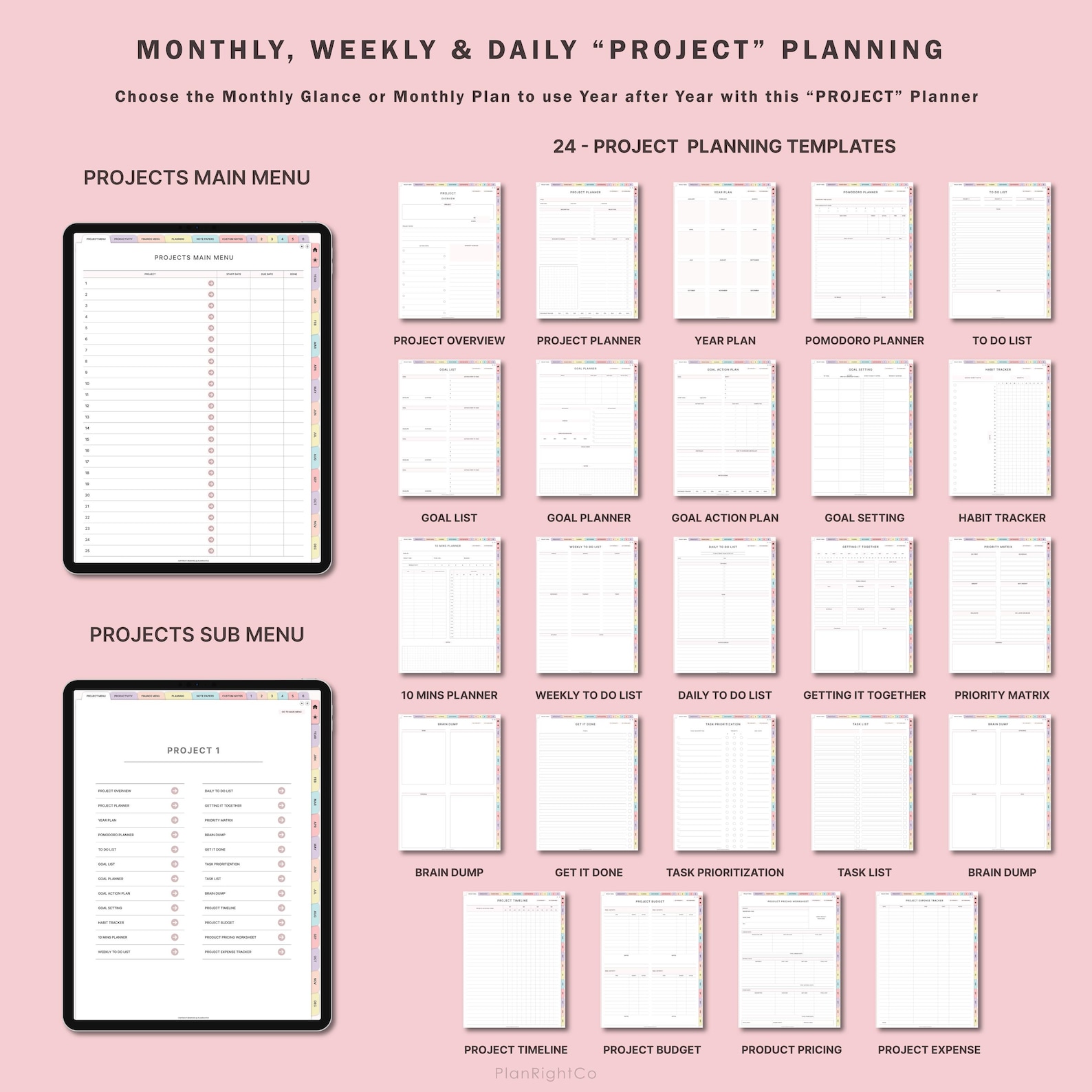 Digital Productivity Planner, Project Planner, Goodnotes Ipad, Project ...