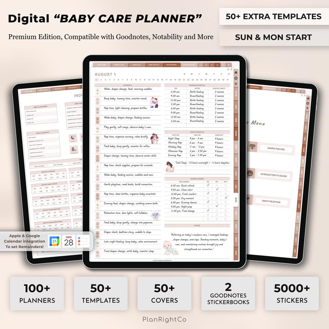 Digital Newborn Planner, Baby Organizer, Digital Baby Journal, Newborn ...