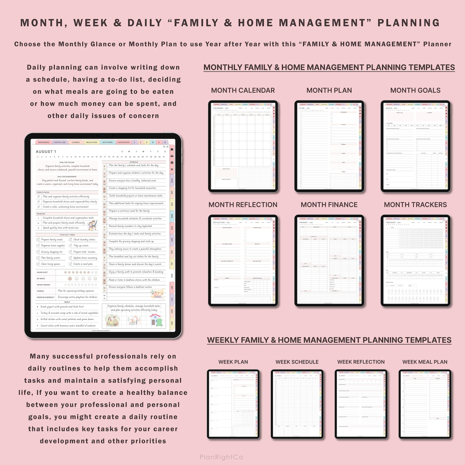 Digital Household Planner, Family Planner, Family Calendar, Family ...