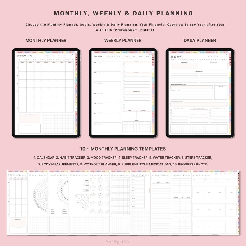 Digital Pregnancy Journal, Pregnancy Planner, Hyperlinked Pregnancy ...