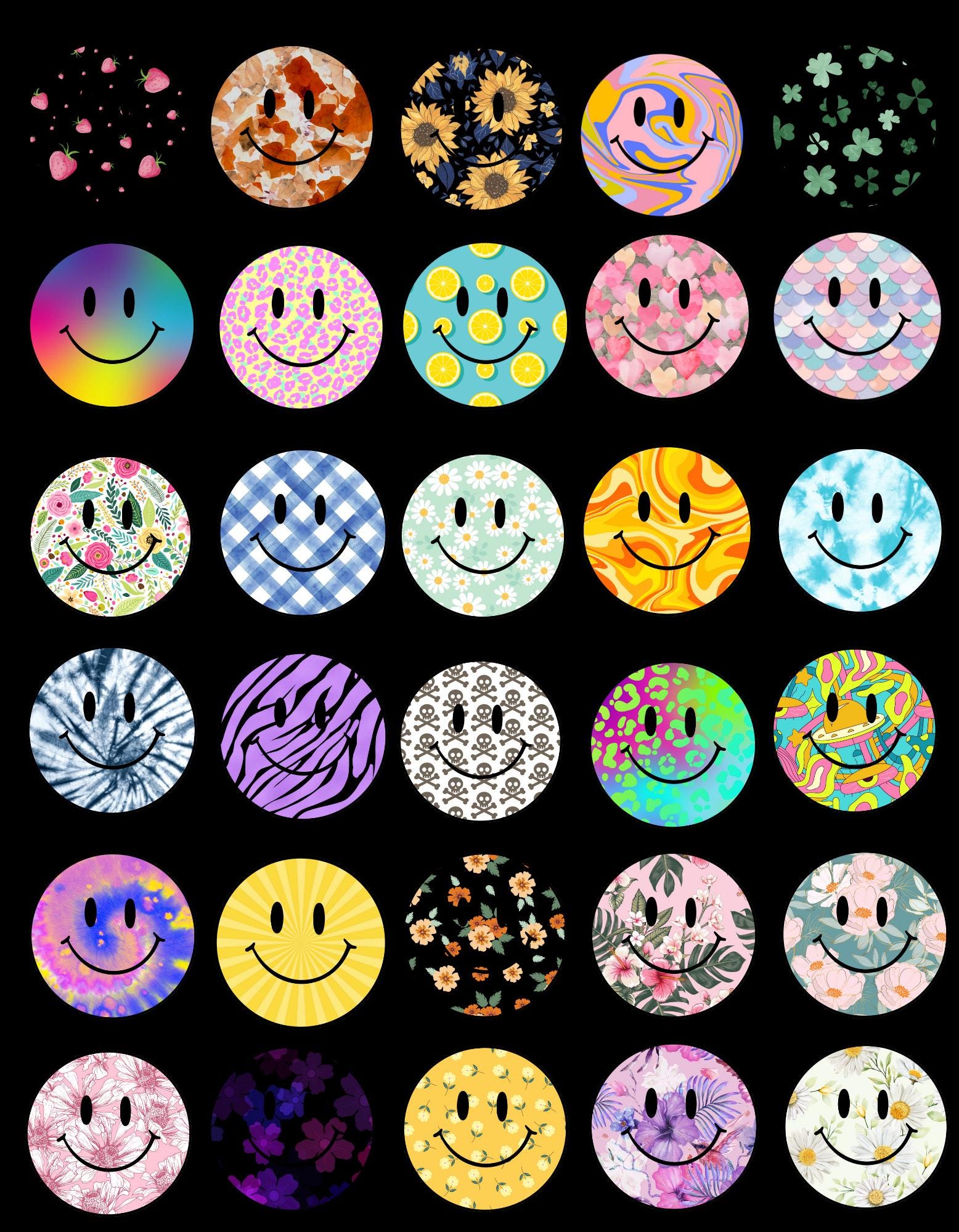 Smiley Face PNG Digital Download File Bundle - Etsy