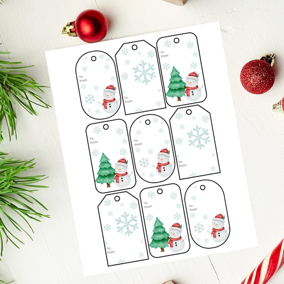 Snowman Christmas Gift Tags. Printable Watercolor Christmas | Etsy