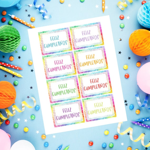 FELIZ CUMPLEAÑOS. Spanish Birthday Tags. Printable Spanish | Etsy